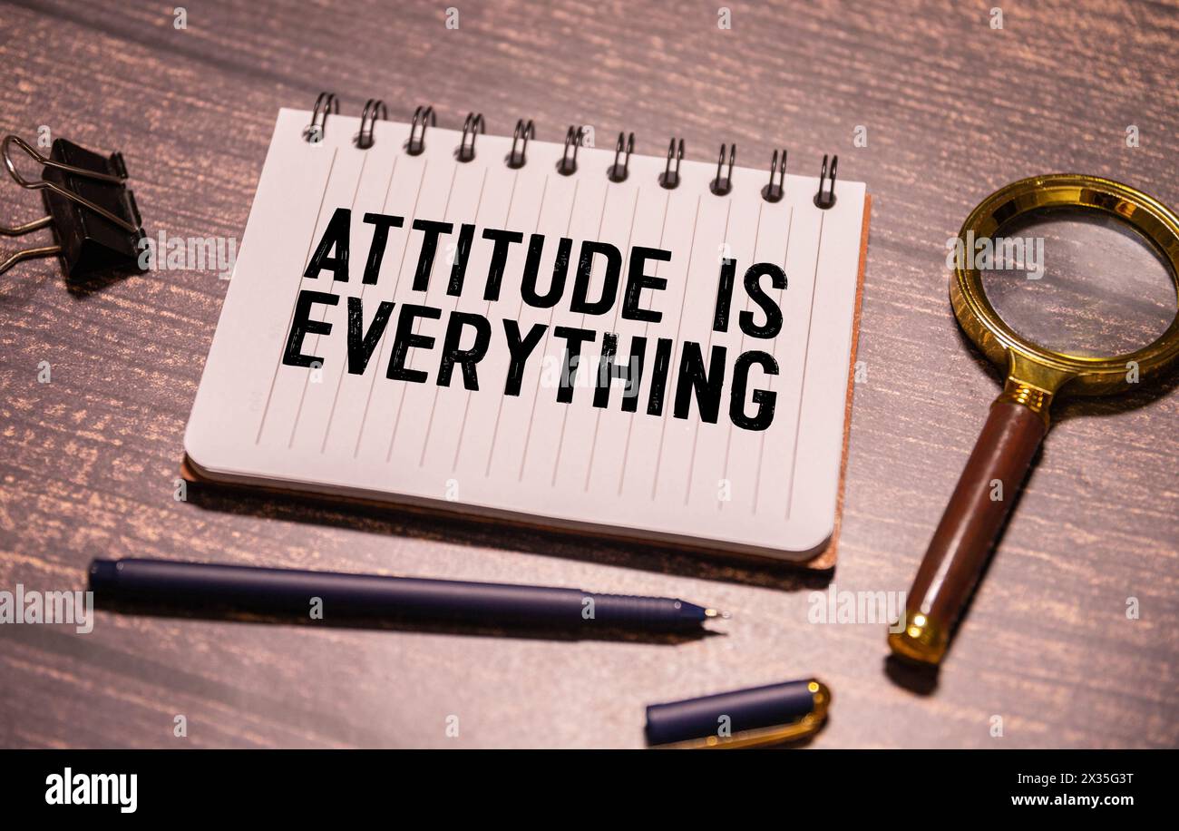 Attitude Is Everything text torn from boxes of paper Stock Photo - Alamy