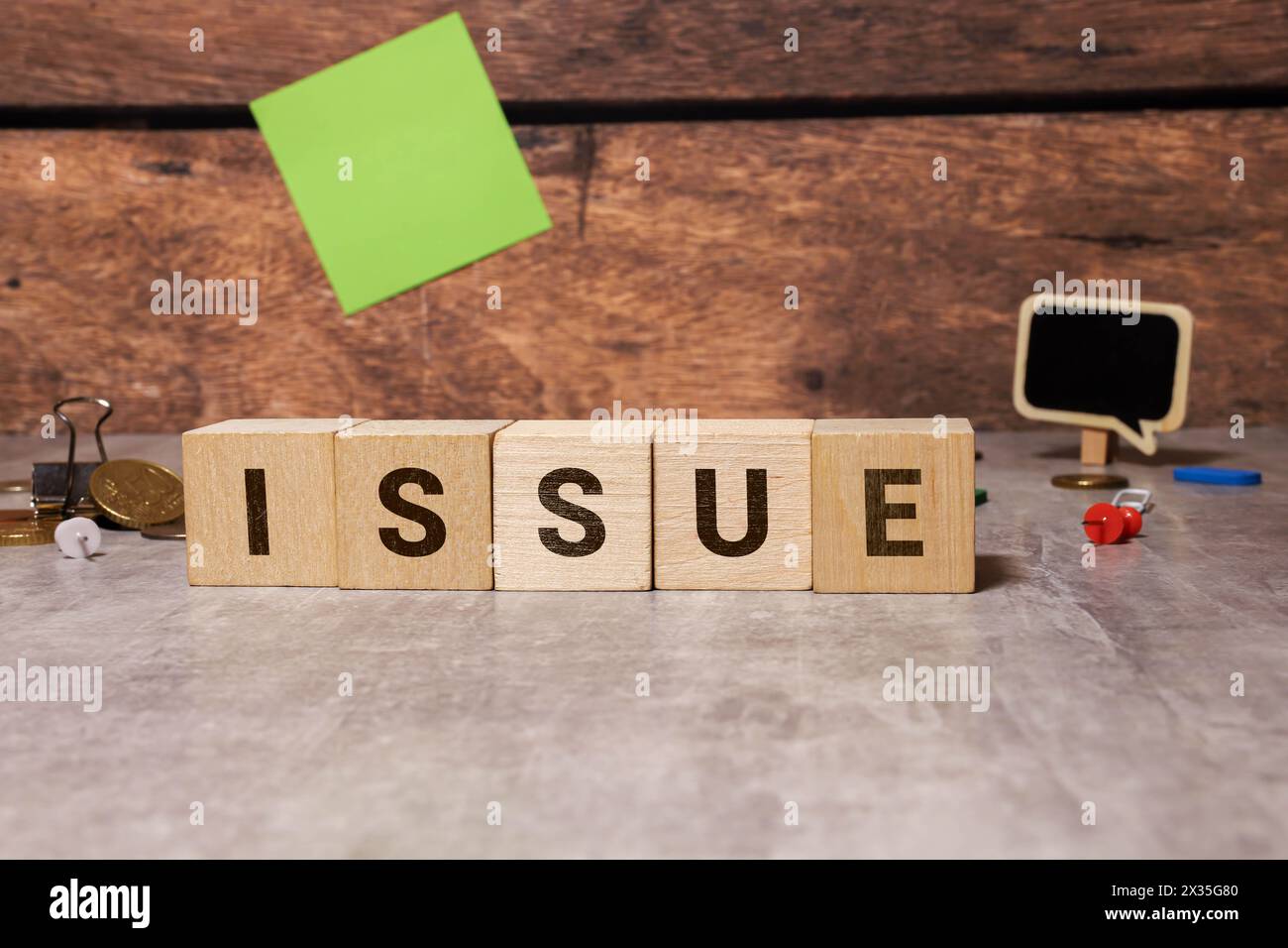 Issue word on wooden cubes. Issue concept Stock Photo - Alamy