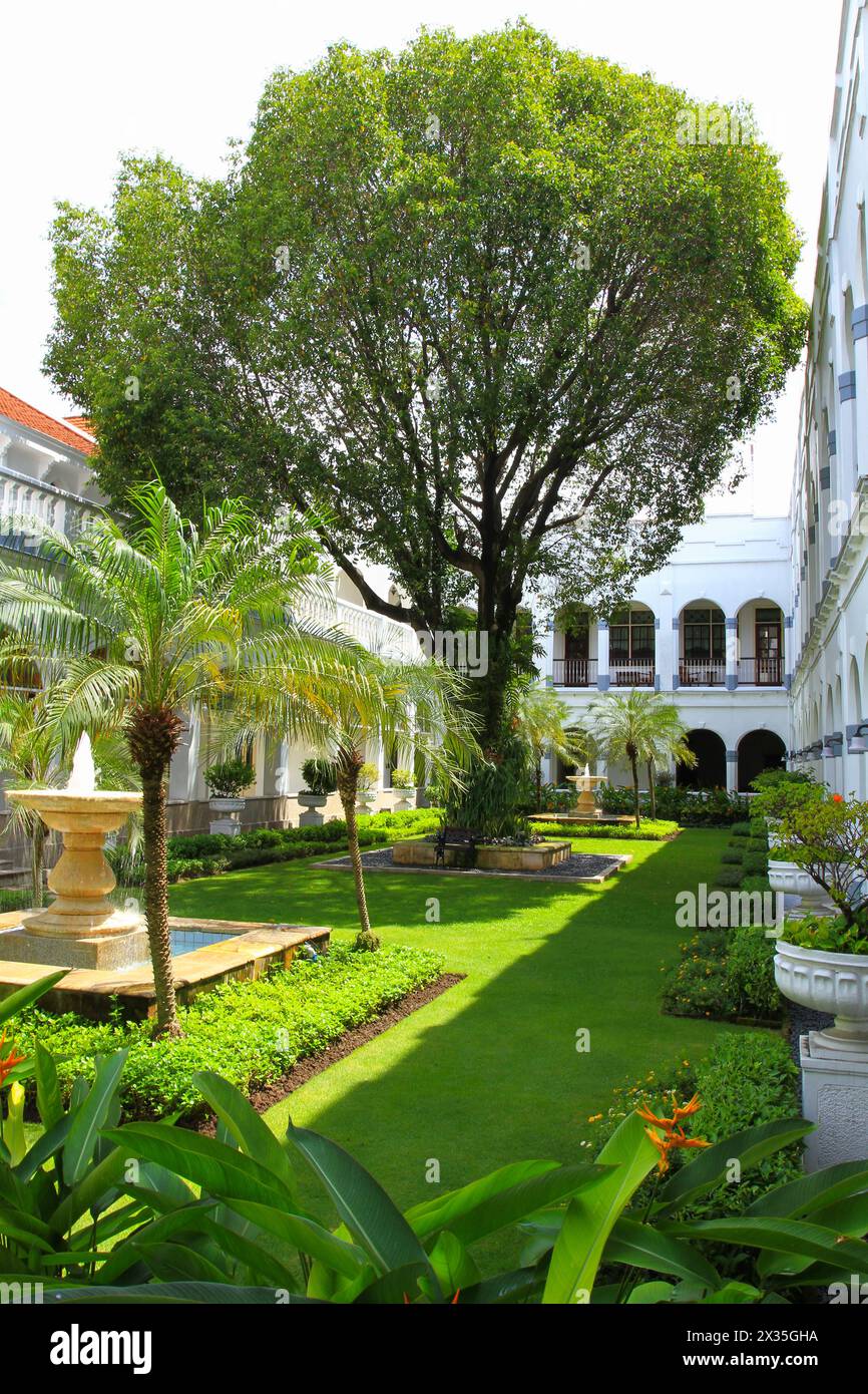 The gardens of the Majapahit Hotel in Surabaya, East Java, Indonesia ...