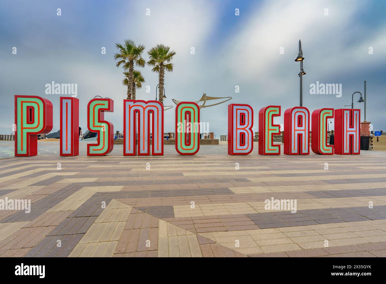 Pismo Beach, California, USA - April 19, 2024. Pismo Beach Pier plaza ...