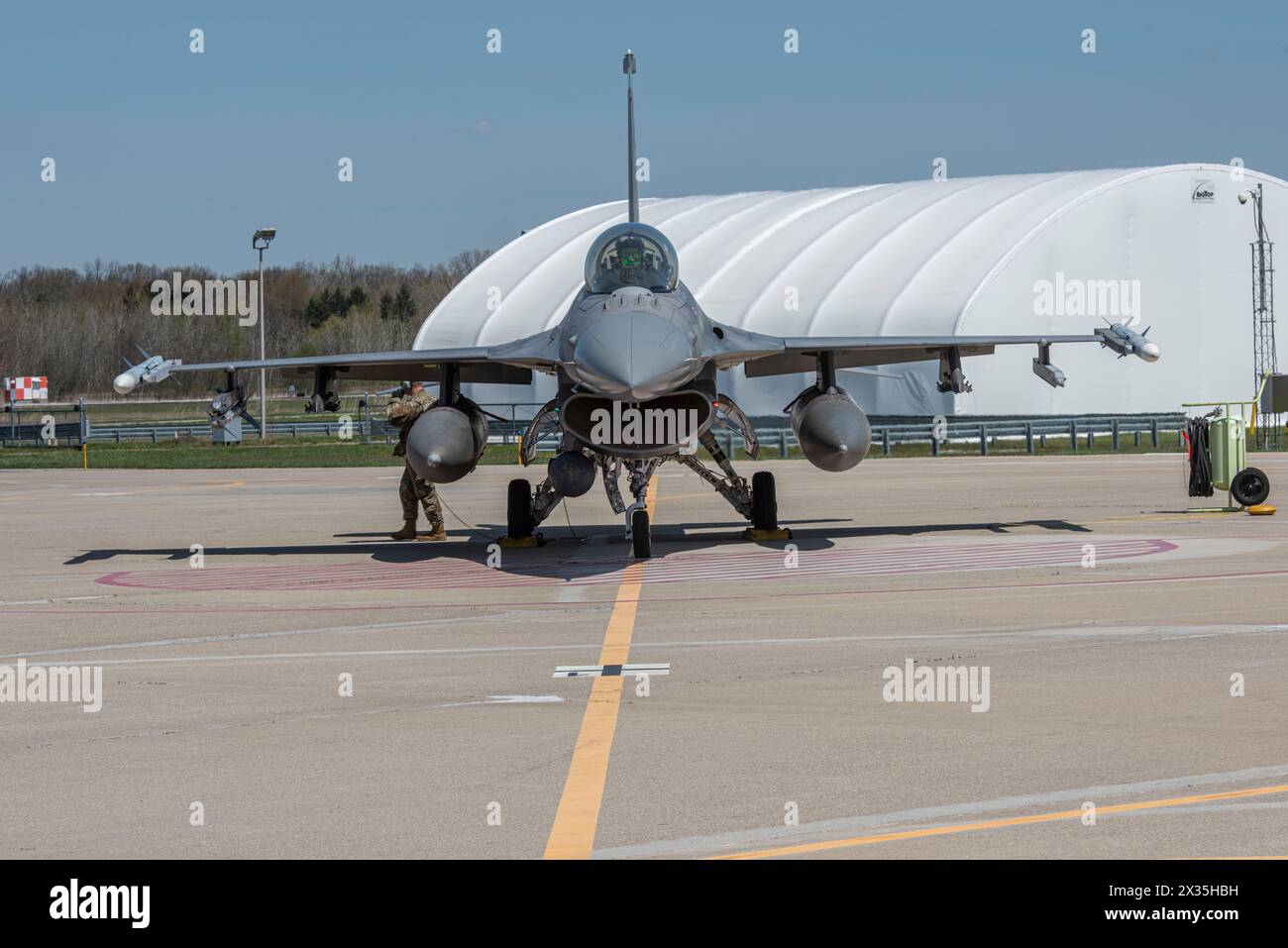 An F-16 Fighting Falcon, assigned to the Ohio National Guard’s 180th ...