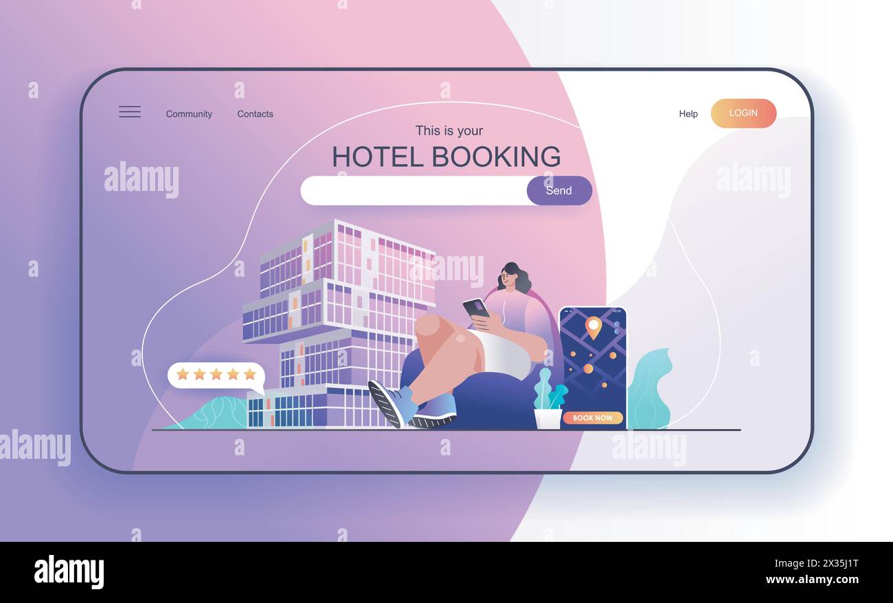 This is your Hotel Booking concept for landing page. Traveler reserves ...