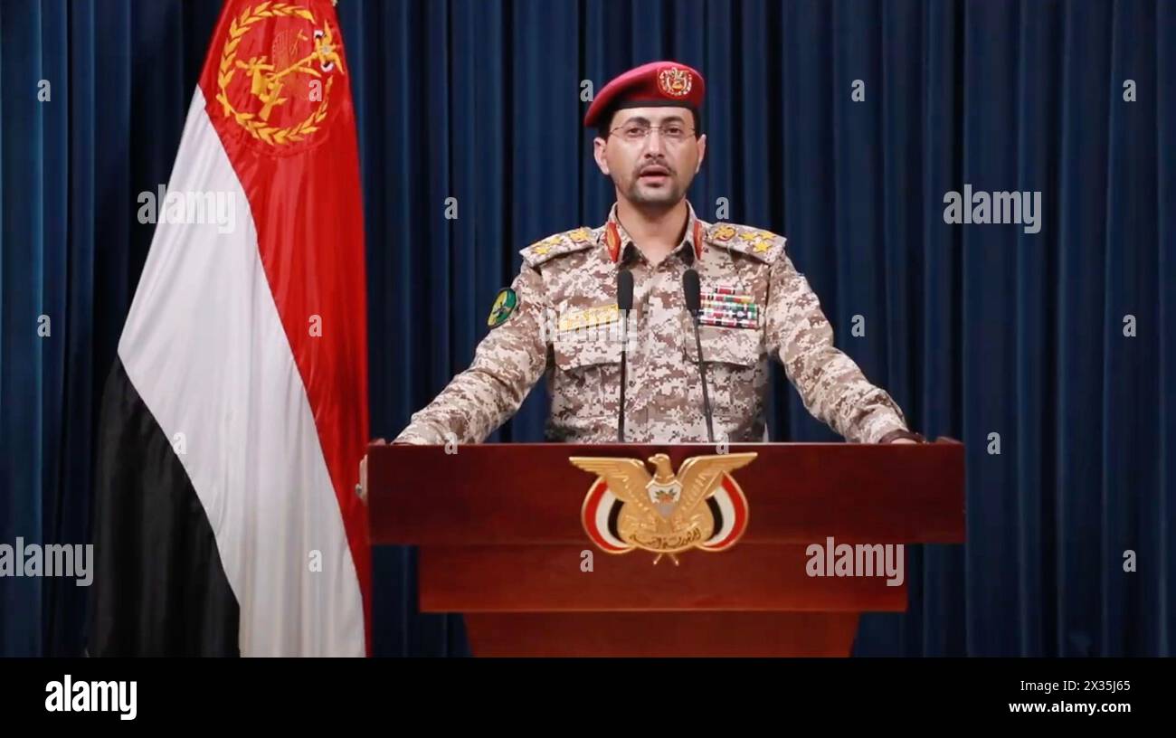 Sanaa. 24th Apr, 2024. The screenshot captured from a video on April 24 ...