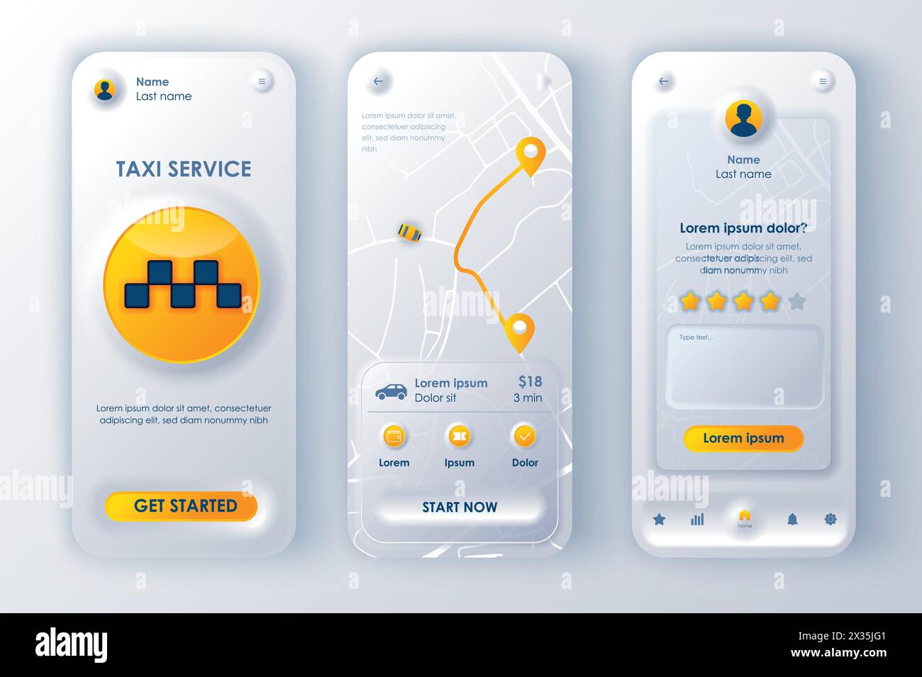 Taxi service unique neomorphic design kit for mobile app neomorphism ...