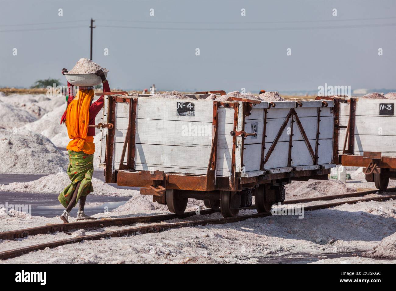 Women mining salt at lake Sambhar, Rajasthan, India Stock Photo - Alamy