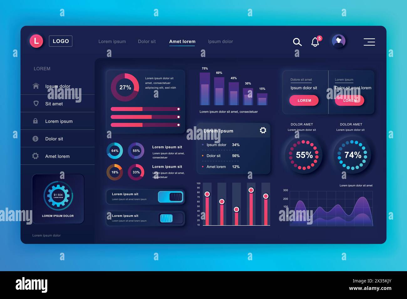 Website dashboard Stock Vector Images - Alamy