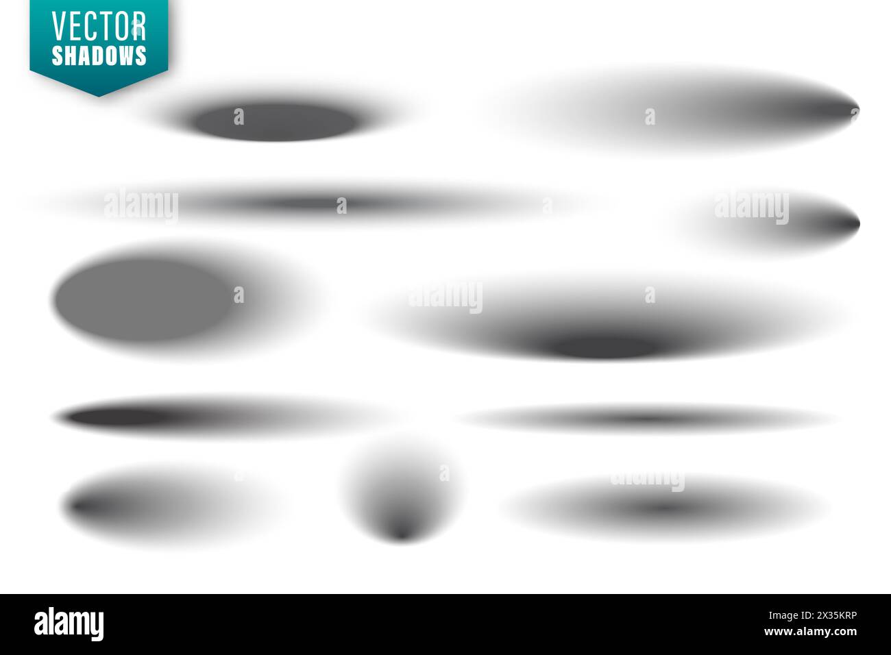 Realistic shadow effect. Round shadows collection isolated on white ...