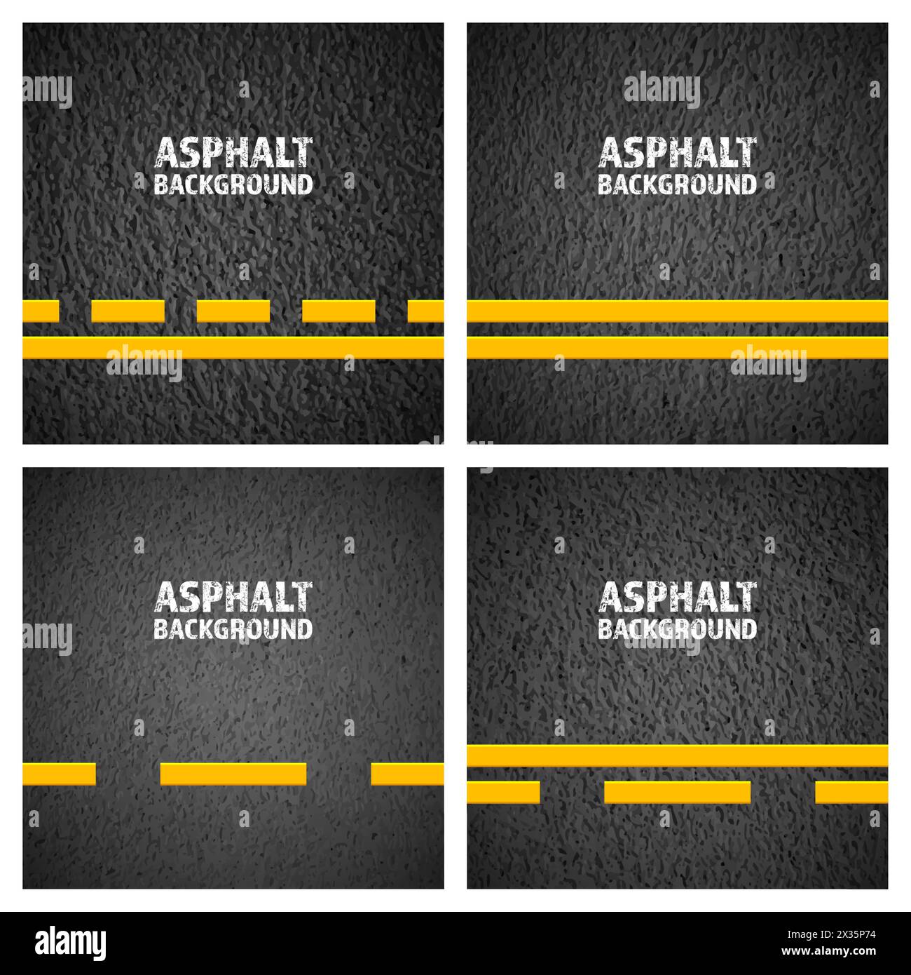 Asphalt road with yellow lane marking, concrete highway surface ...