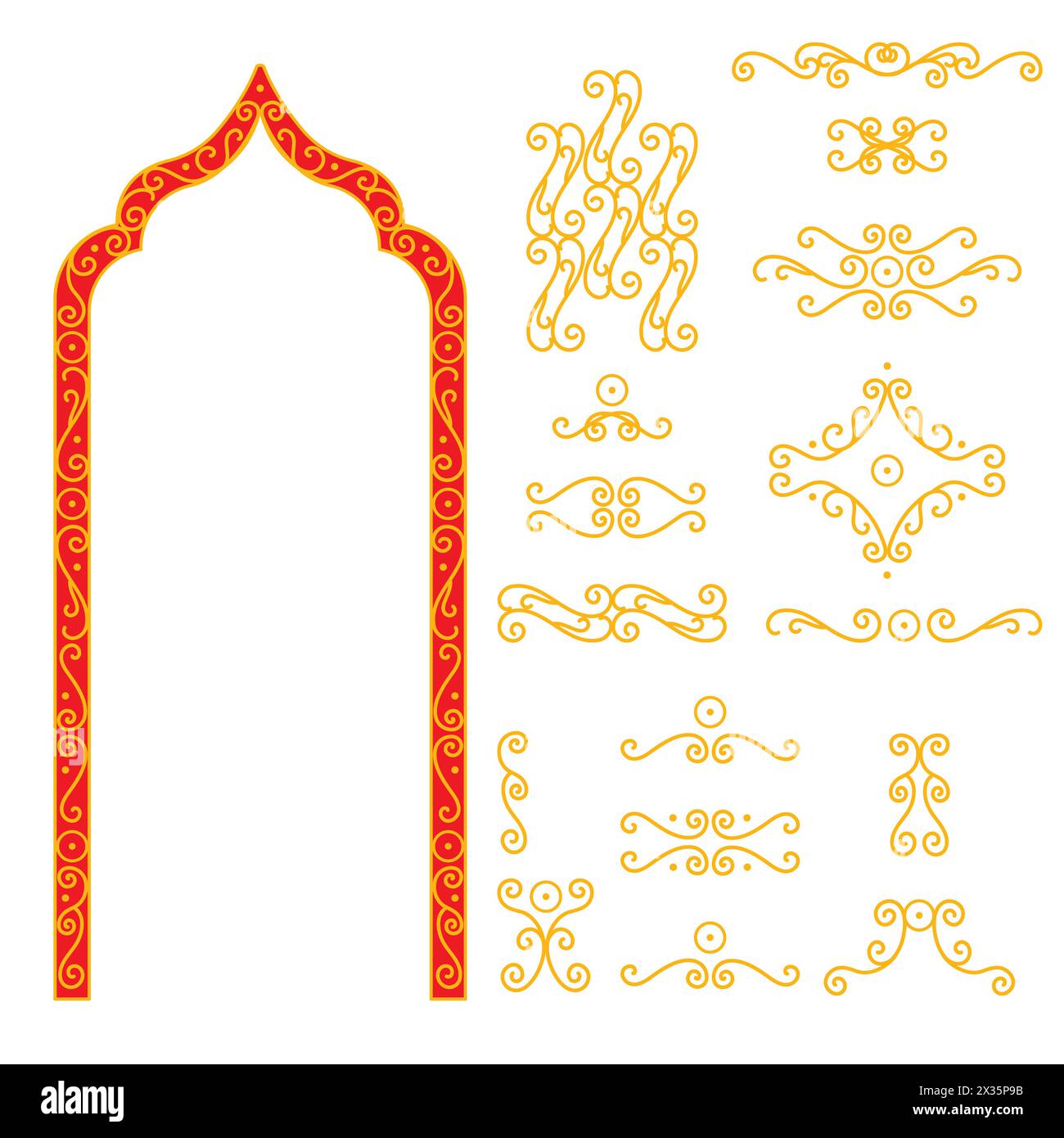 Vector set of design elements and shapes with oriental arch. For ...