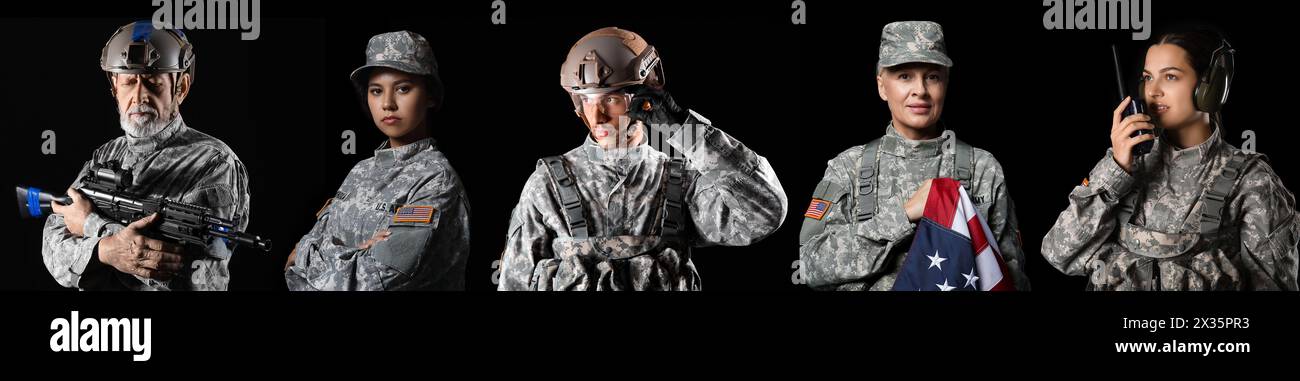 Different soldiers on black background Stock Photo - Alamy