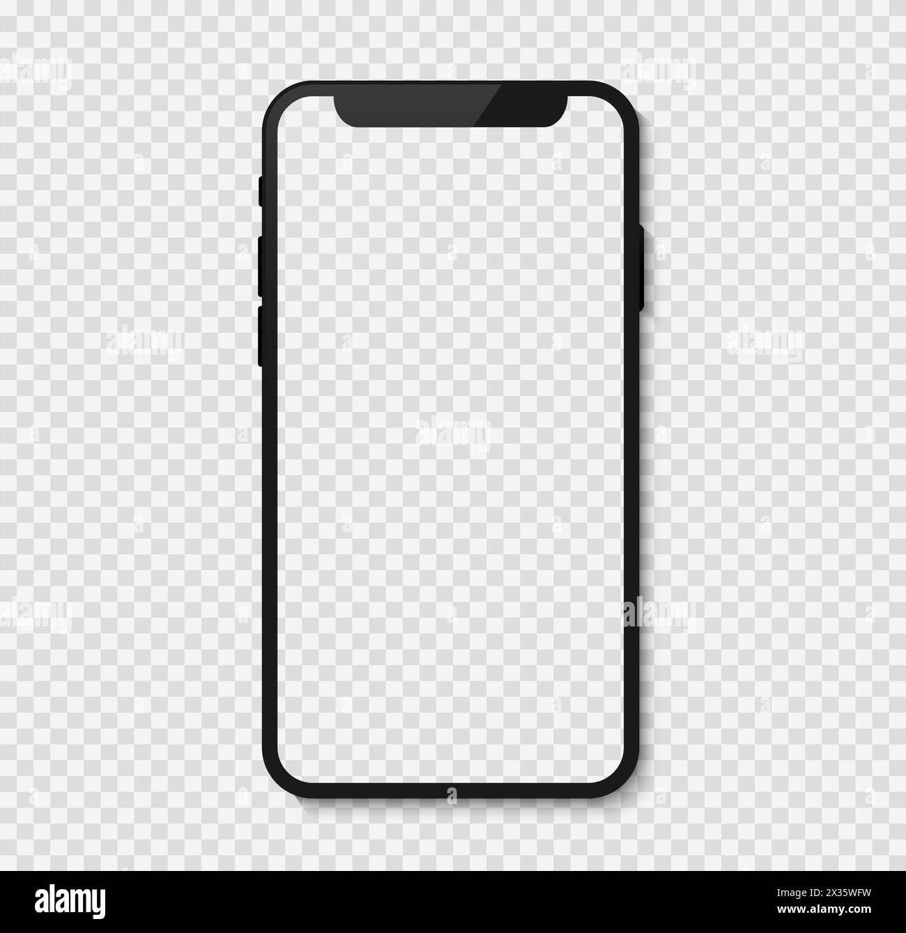 Black smart phone isolated on transparent background, smartphone blank ...