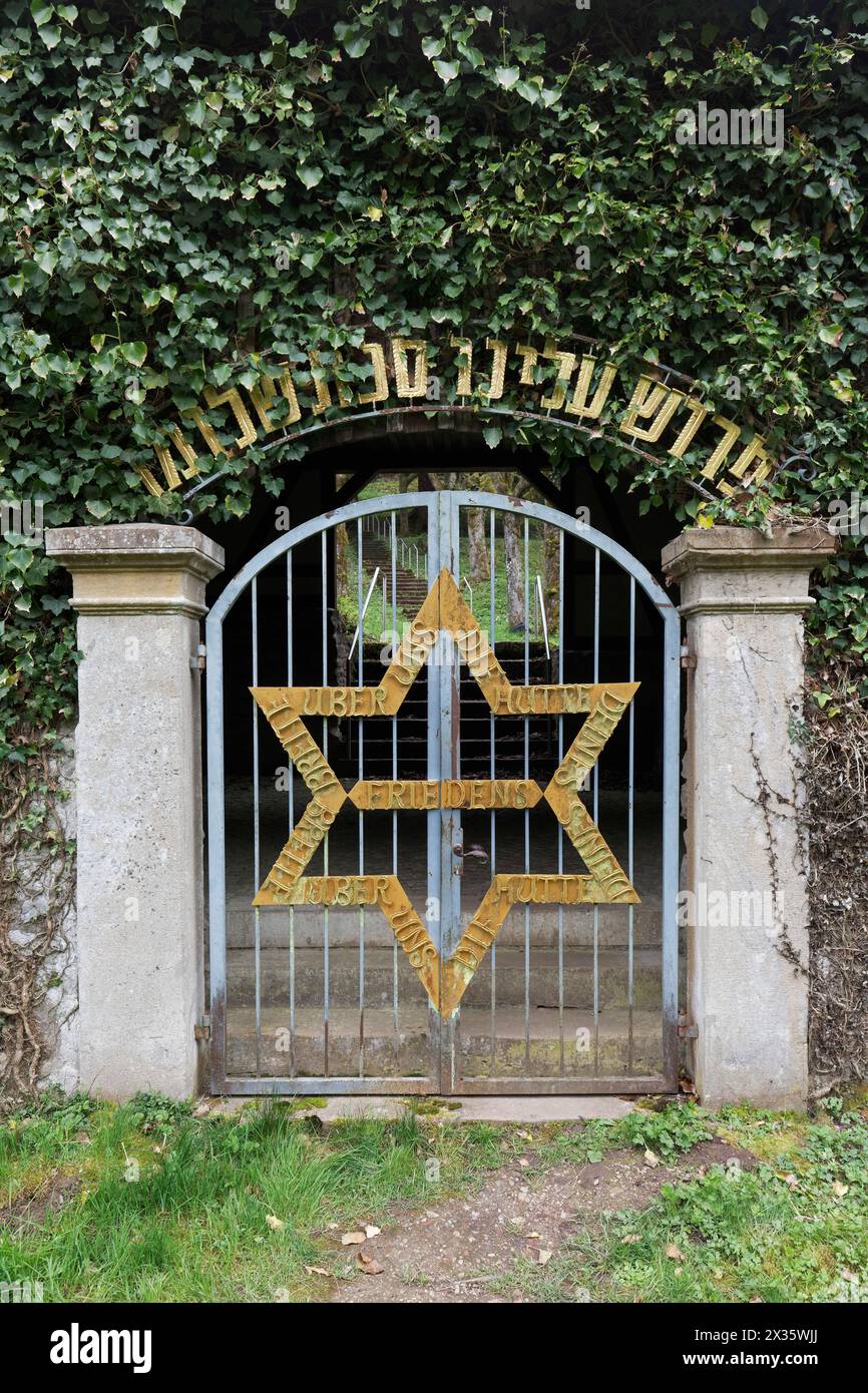 Historic Jewish cemetery, entrance gate with Star of David, Sulzburg ...