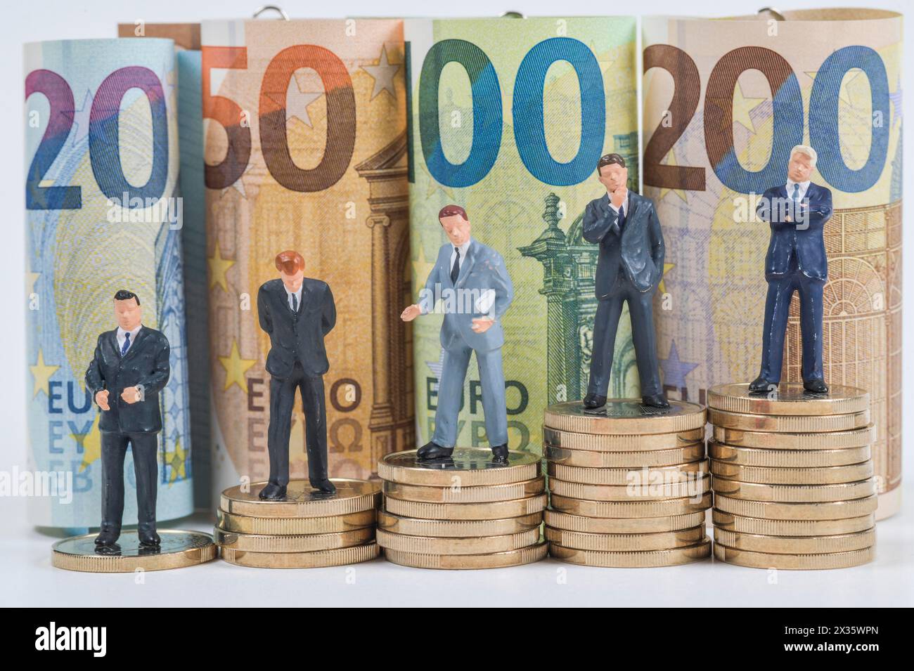 Symbol photo salary, income, stack of euro coins ascending Stock Photo ...