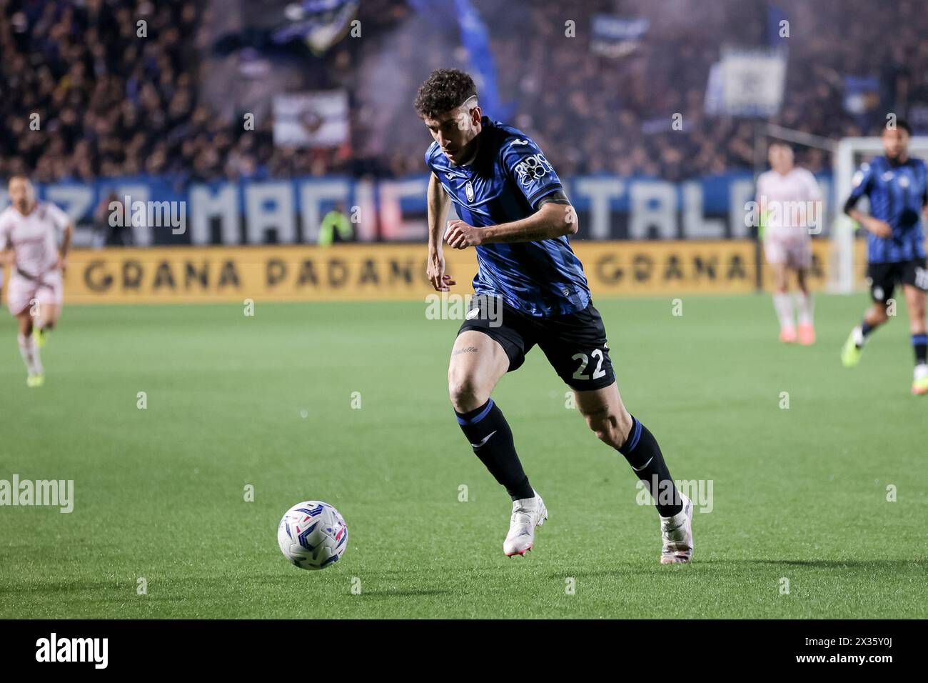 Bergamo, ITALY, 24 April, 2024. Matteo Ruggeri (Atalanta BC) in action ...