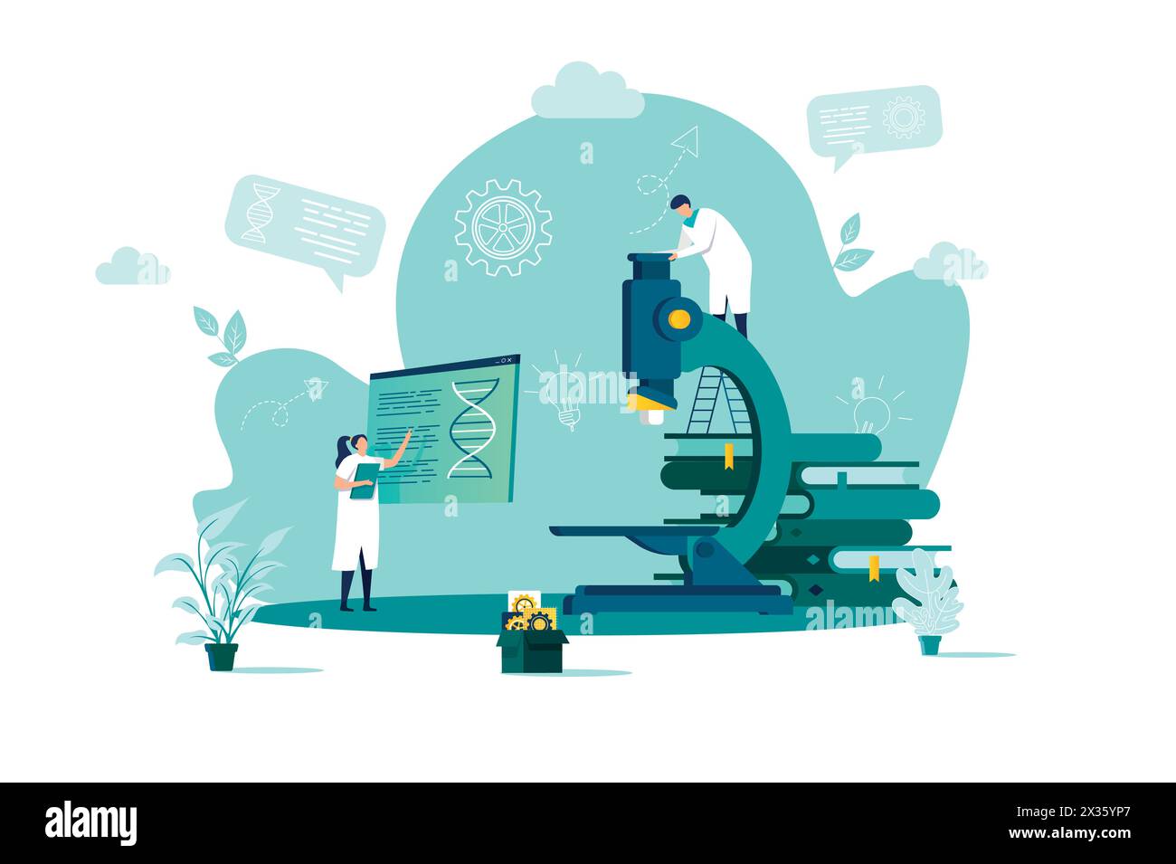 Microscope banner Stock Vector Images - Alamy