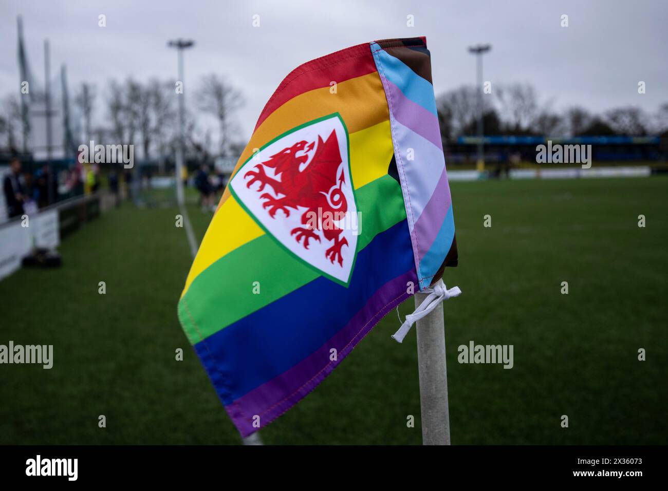 FAW Corner flag during the warm up. Cardiff Met v Cardiff City in the ...