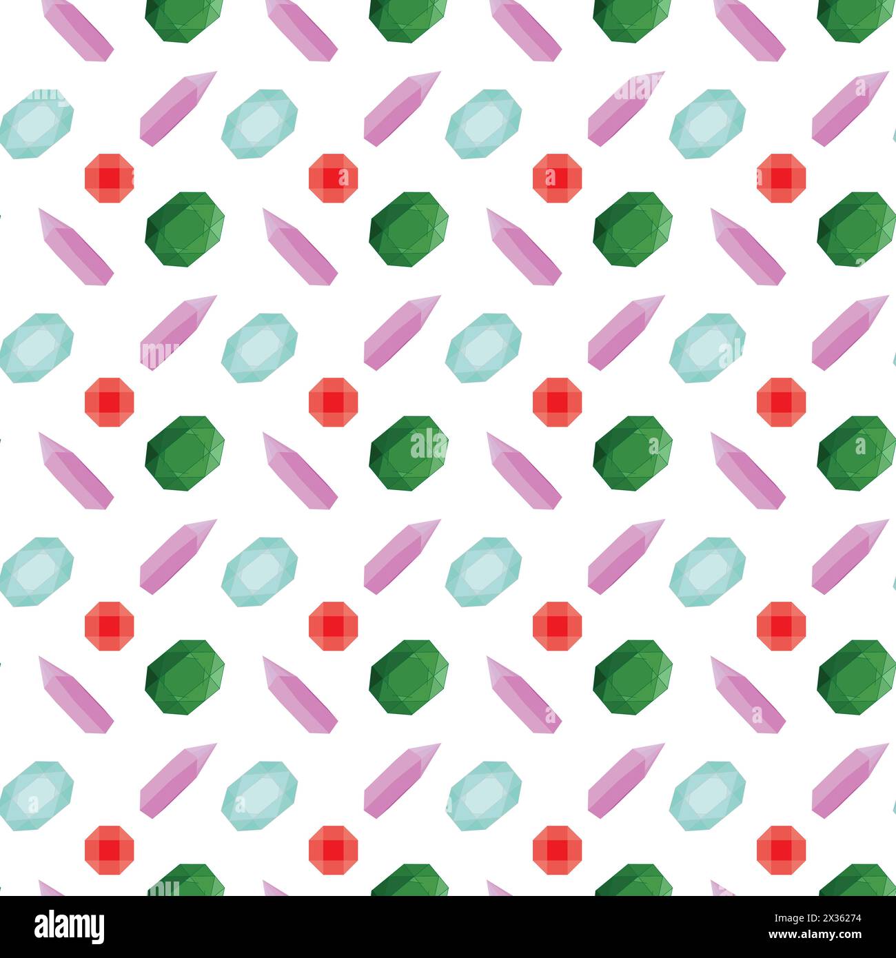 A scattering of precious stones. Multi-colored crystals, gems. Seamless ...