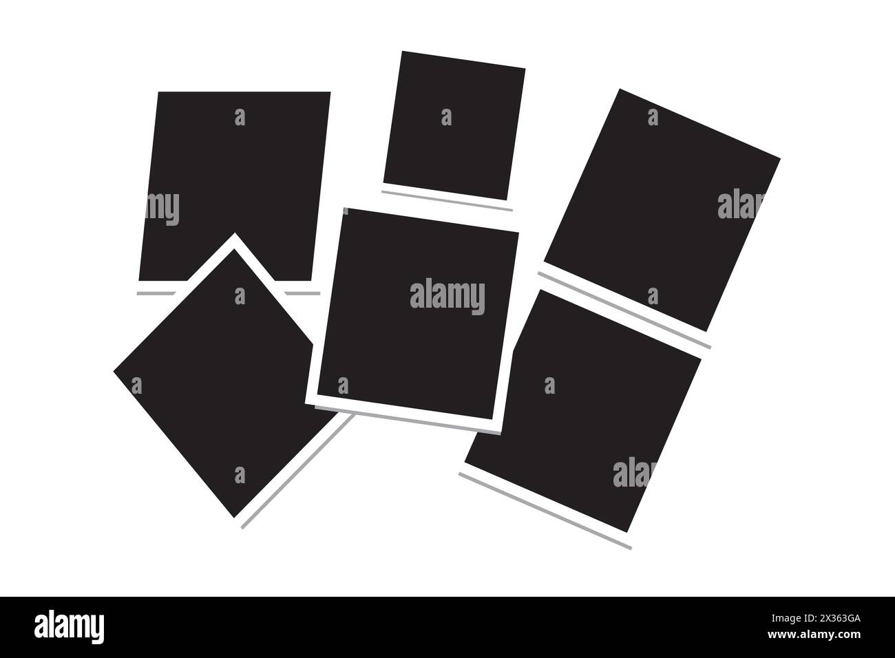 Realistic photo frames old paper design blank black photos with white ...