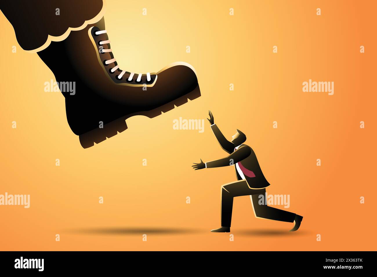 Vector Illustration Of Business Concept Businessman Under A Big