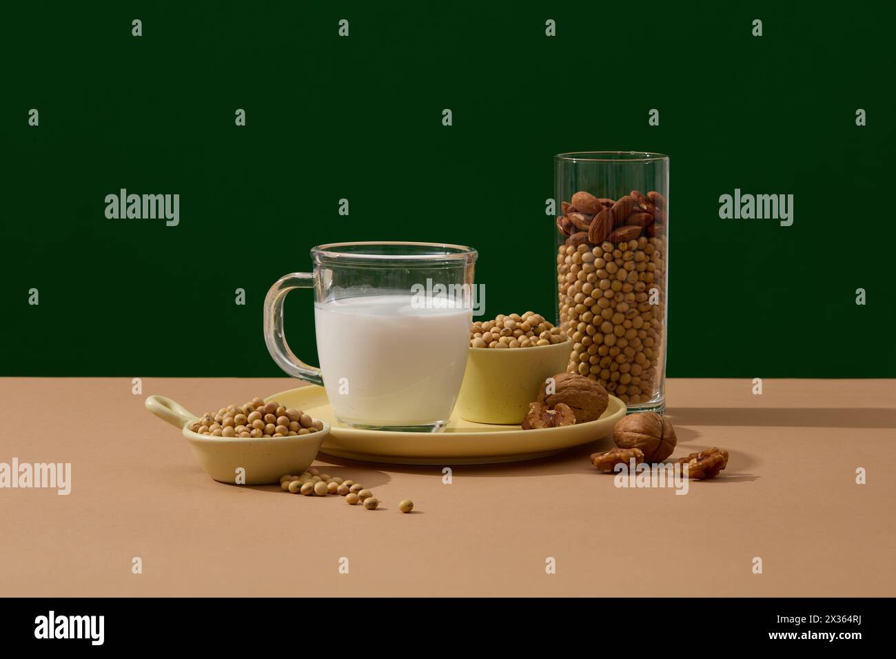 A composition for healthy concept with soybeans, almond and walnuts ...