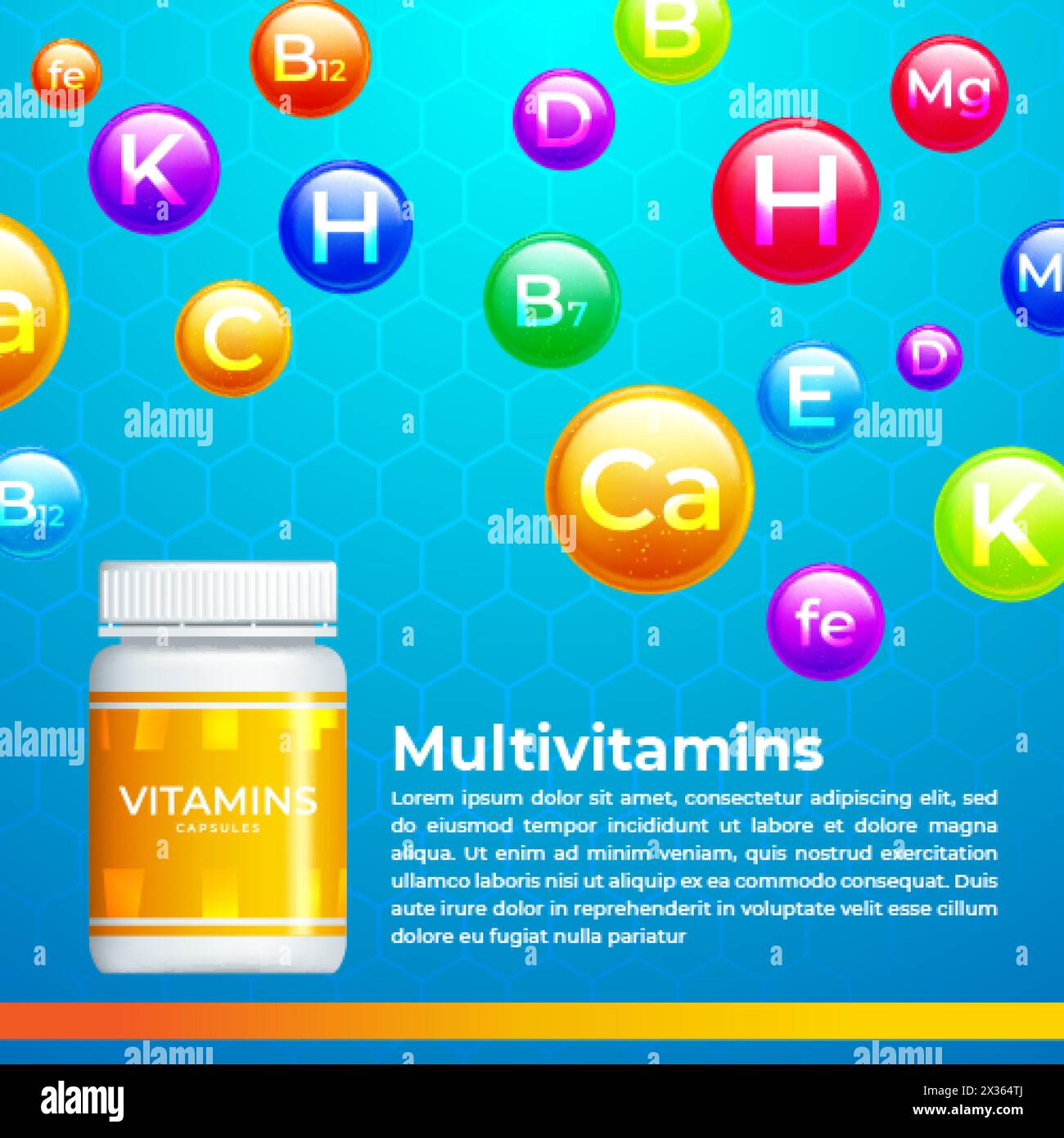 Medical vitamin, mineral background. Multivitamin complex of pill ...