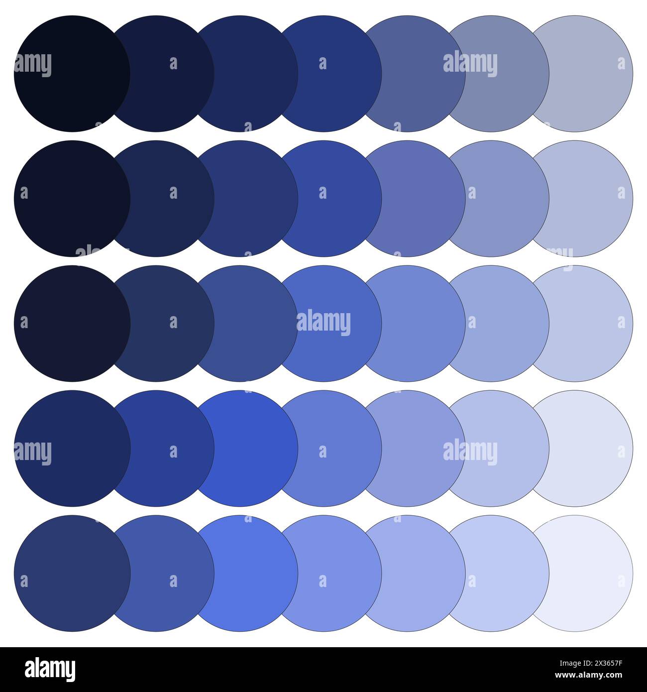 Navy to light blue dot gradient. Spectrum of cool tones. Circular ...