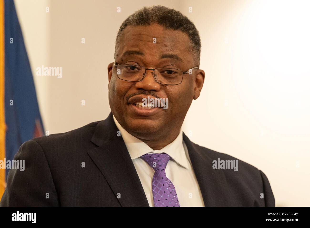 Jethro Antoine speaks as Governor Kathy Hochul makes announcement on ...