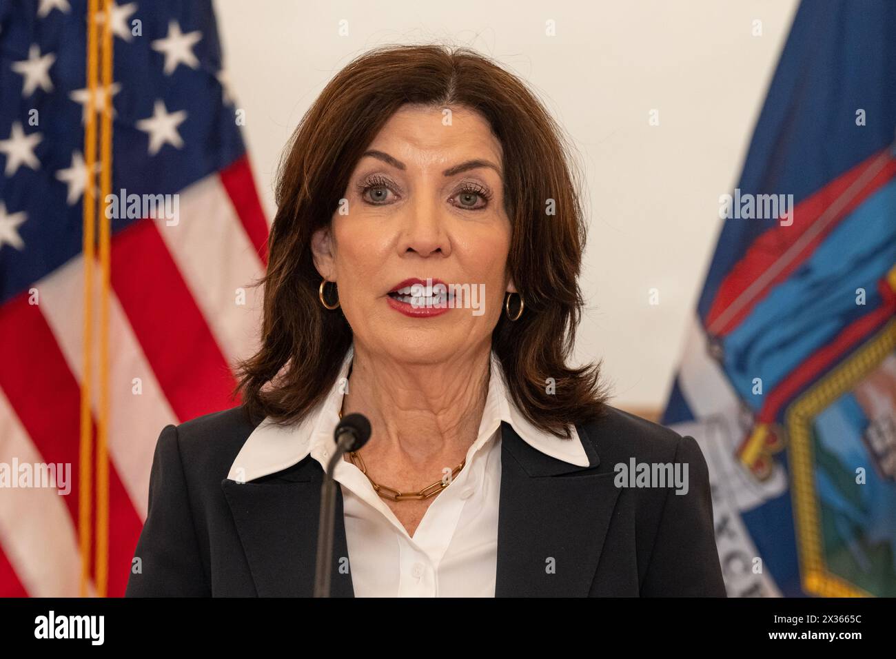 Governor Kathy Hochul speaks during announcement on inclusion of money ...