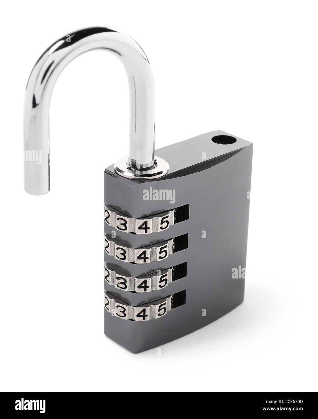 Unlocked steel combination padlock isolated on white Stock Photo - Alamy