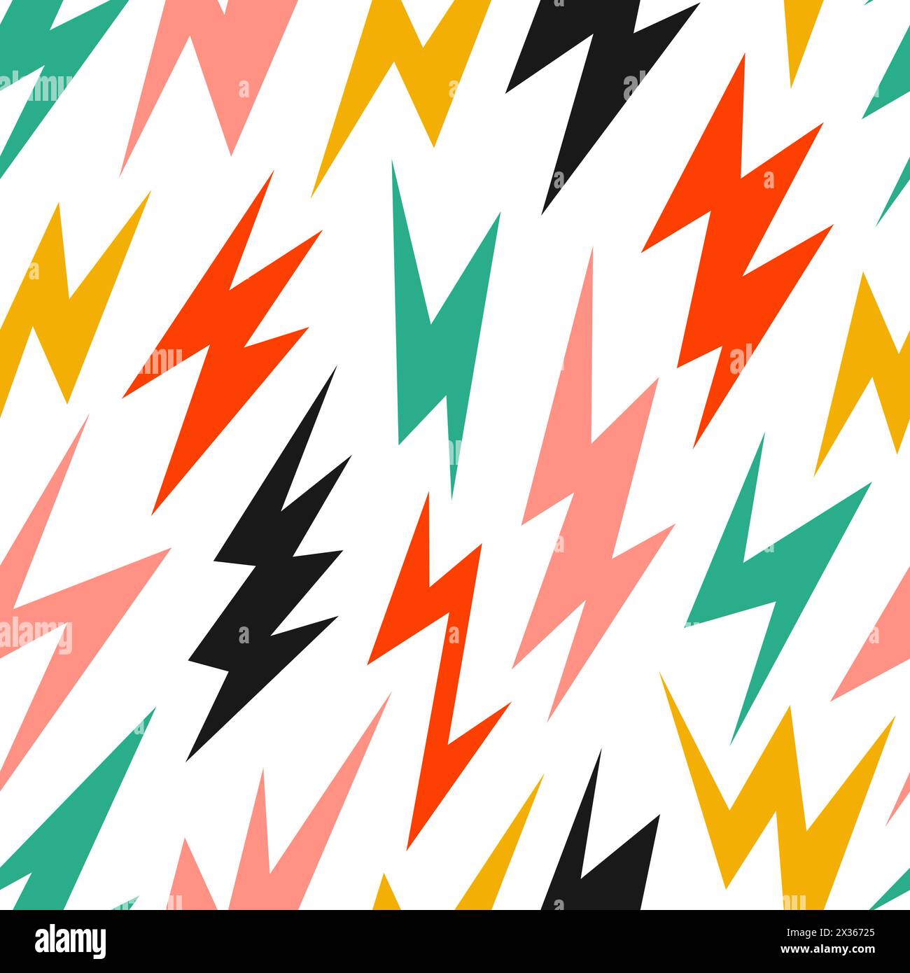 Colorful lightning bolts seamless pattern. Yellow, red, green and black ...