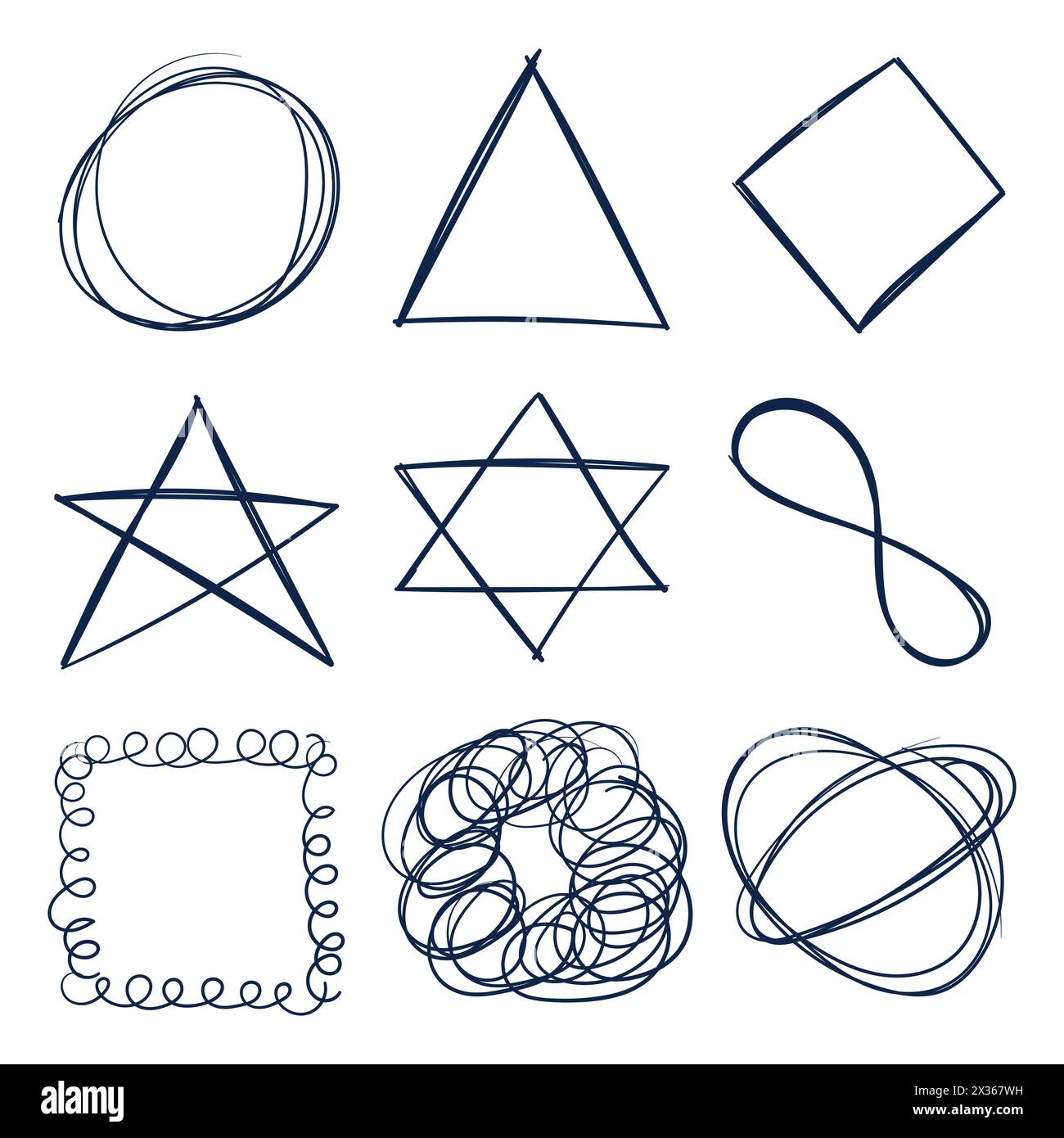 Random Scribbles Set. Hand Drawn Scribbles Doodle Vector Set. Ink Pen ...