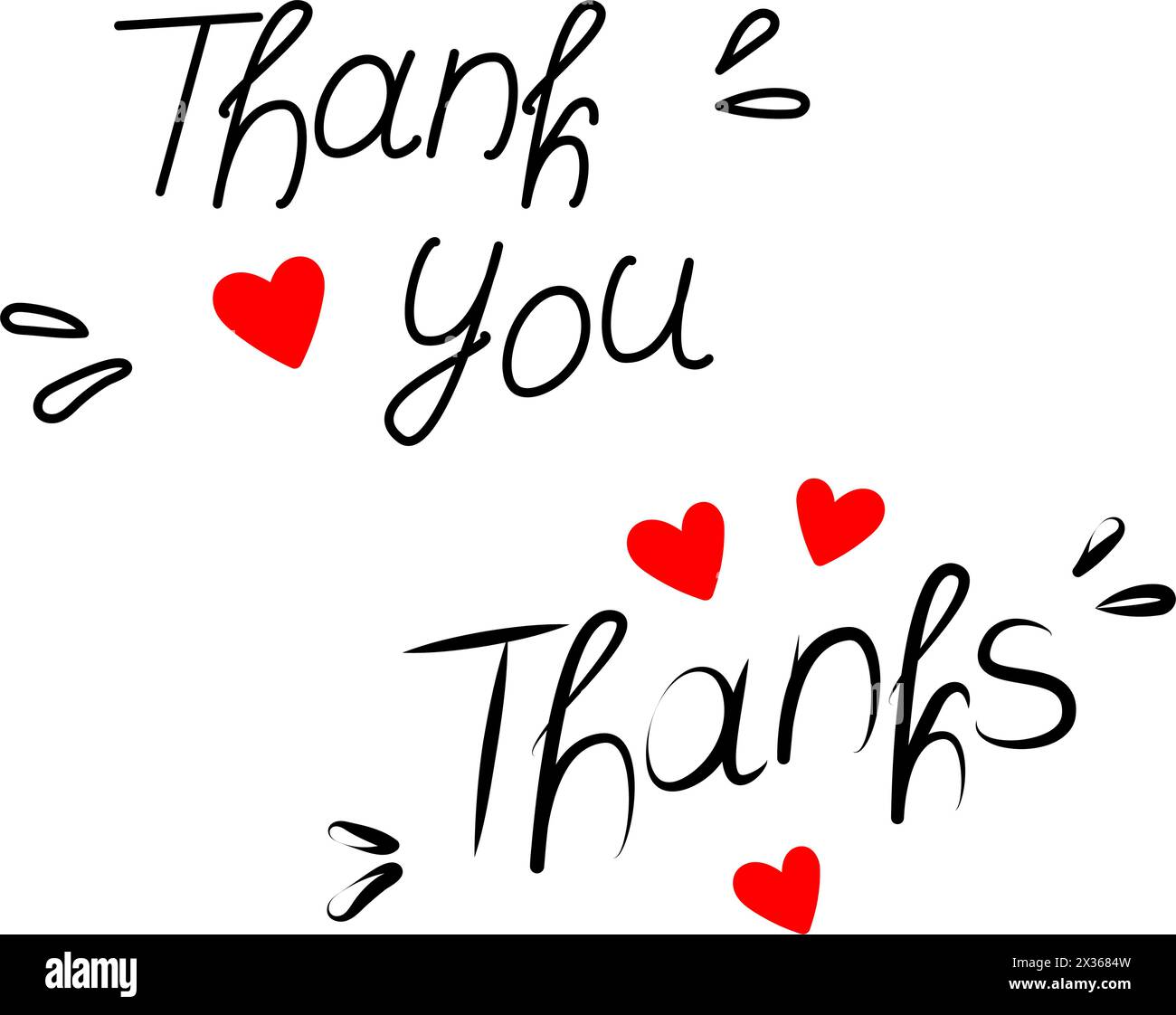 Thanks Thanks you Hand drawn inscriptions with decorative elements and ...