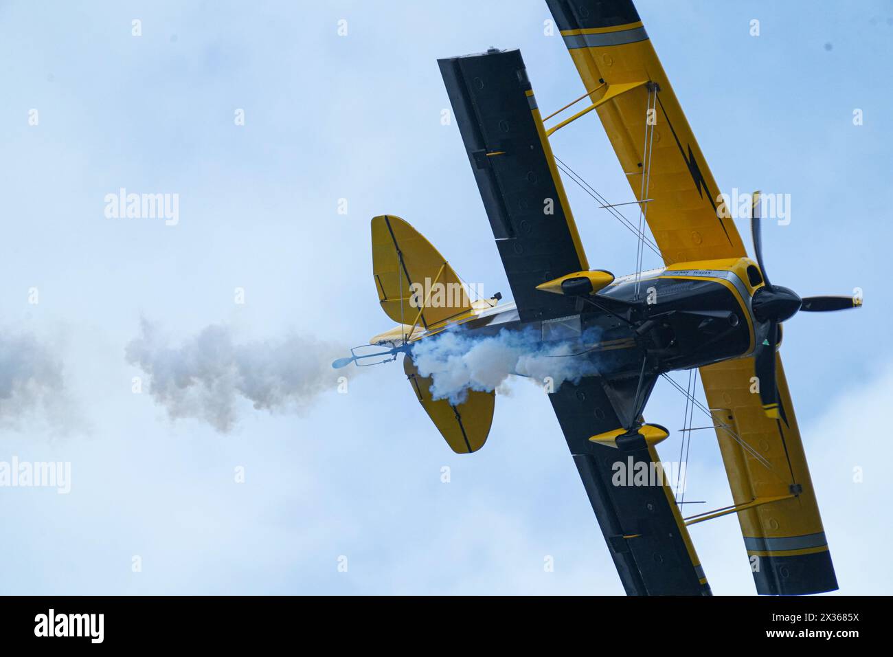 Sanford, Florida, USA, April 21, 2024, Pilot Michael Goulian flies his ...