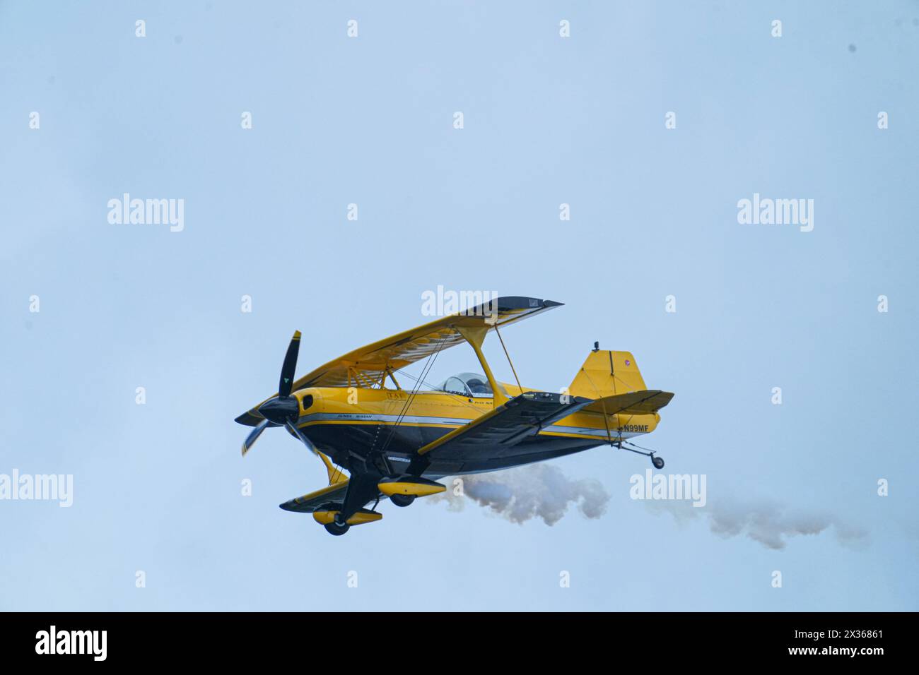 Sanford, Florida, USA, April 21, 2024, Pilot Michael Goulian flies his ...