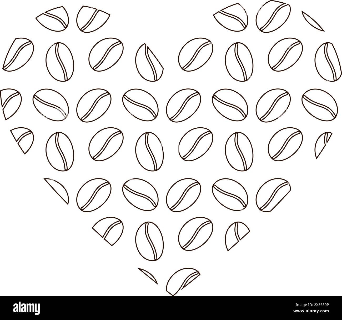 Heart shaped coffee beans in trendy soft brown color in minimalistic ...