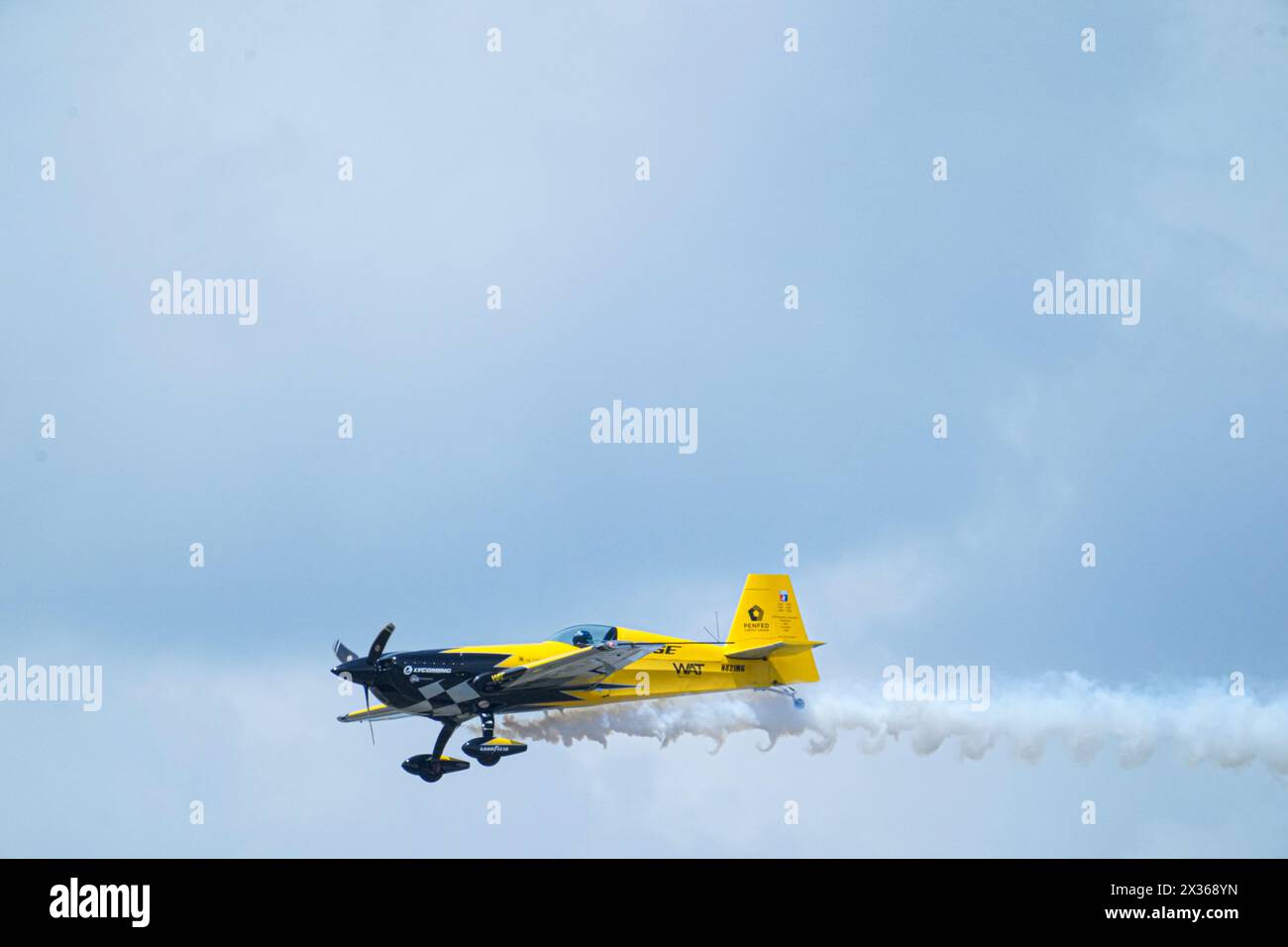 Sanford, Florida, USA, April 21, 2024, Buck Roetman performs aerobatics ...