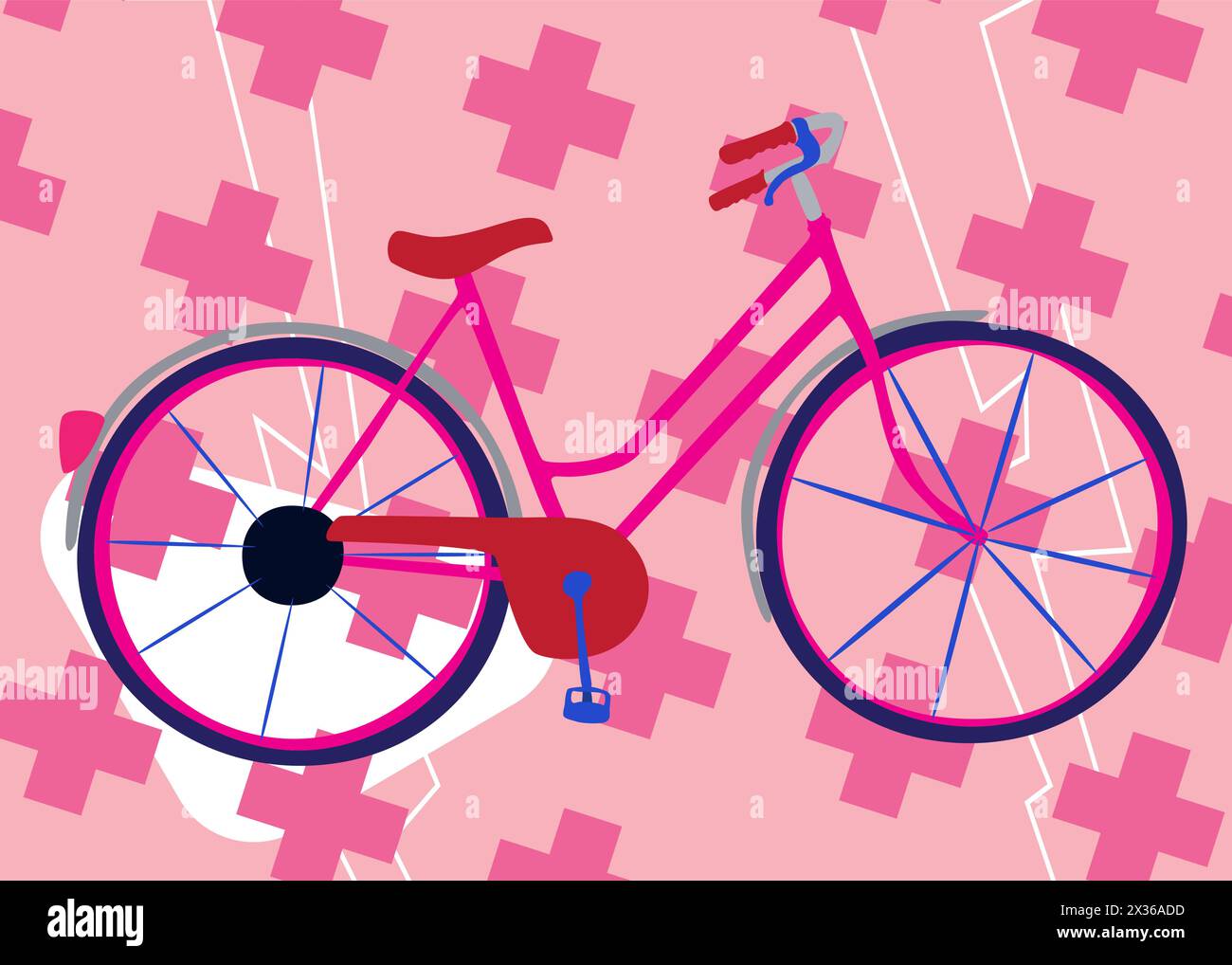 Bicycle geometrical graphic retro theme background. Minimal geometric ...