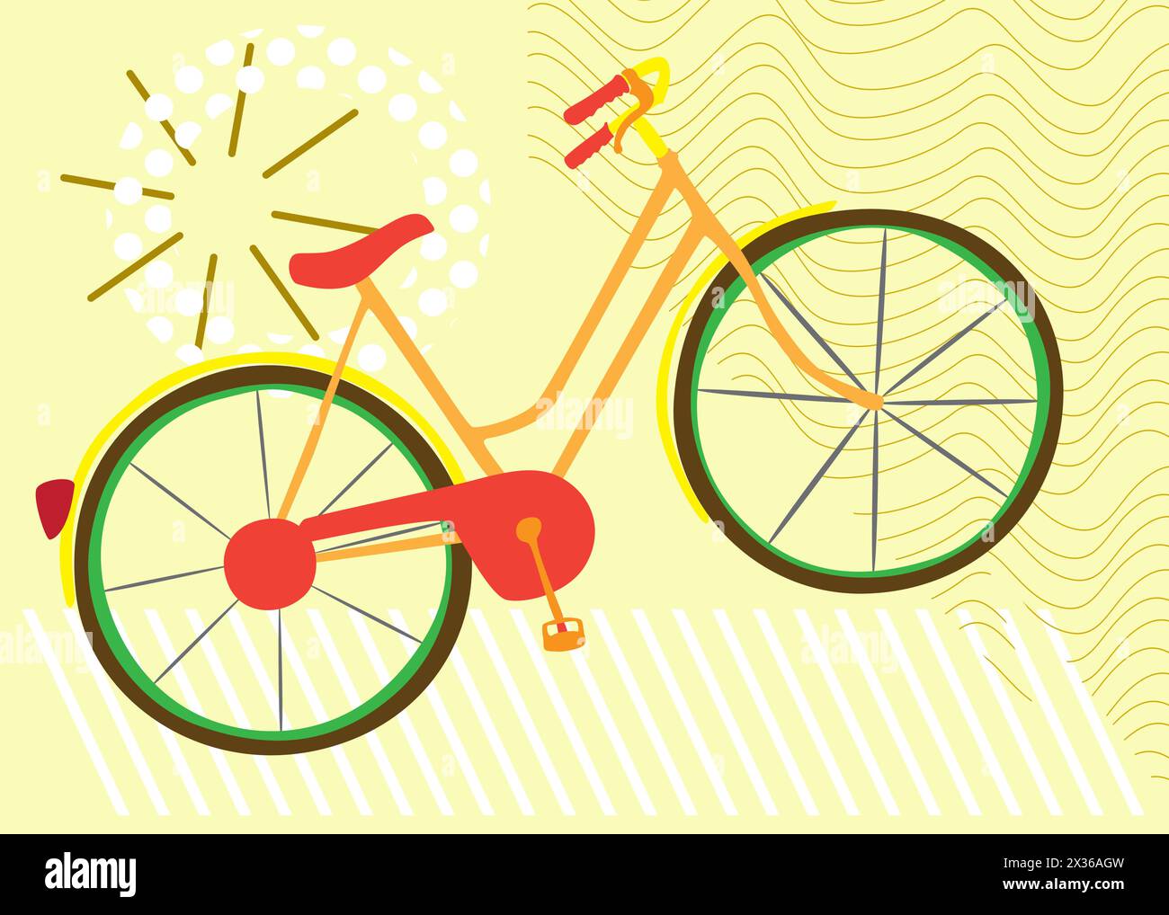 Bicycle geometrical graphic retro theme background. Minimal geometric ...