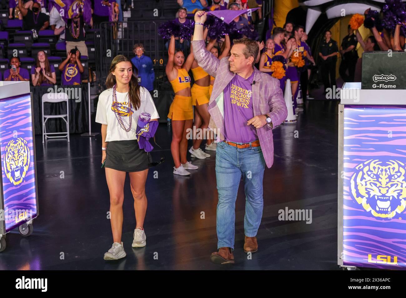 Baton Rouge, LA, USA. 24th Apr, 2024. LSU Head Coach Jay Clark is ...