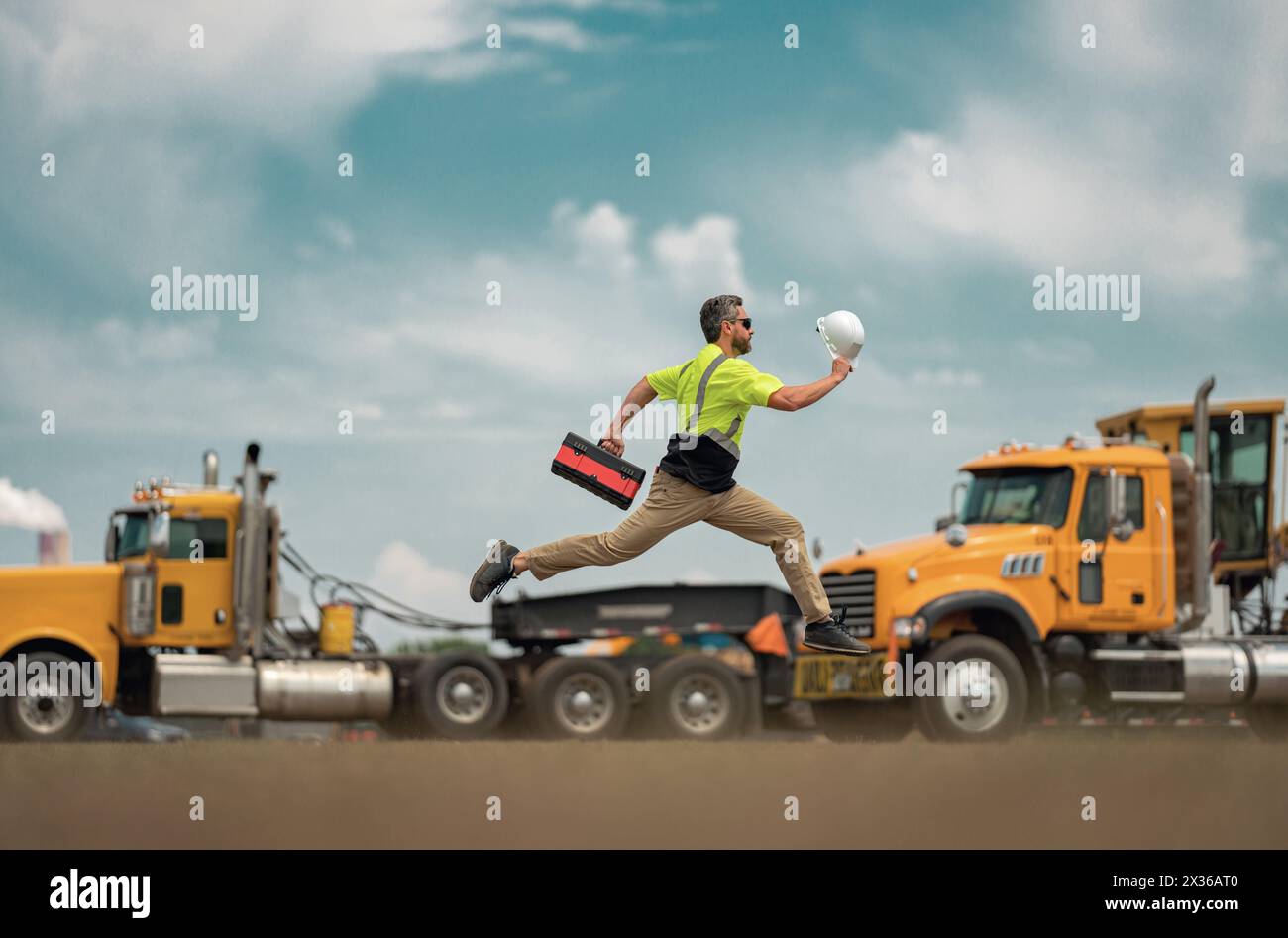 Construction builder excited jump hi-res stock photography and images ...