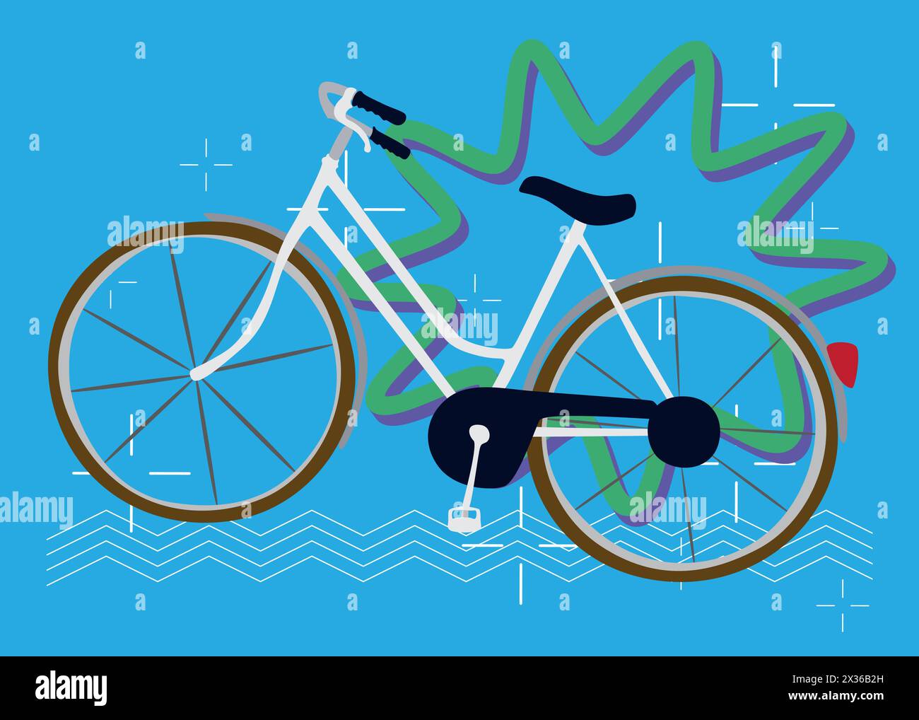 Bicycle geometrical graphic retro theme background. Minimal geometric ...