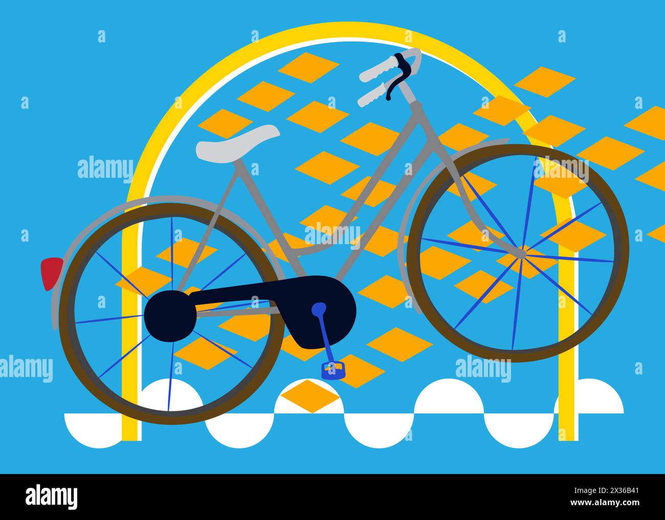 Bicycle geometrical graphic retro theme background. Minimal geometric ...