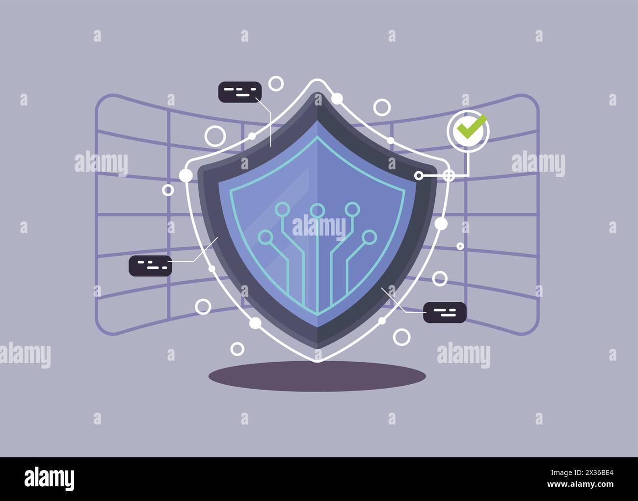 Internet security thin line flat design banner for web. Modern pixel ...