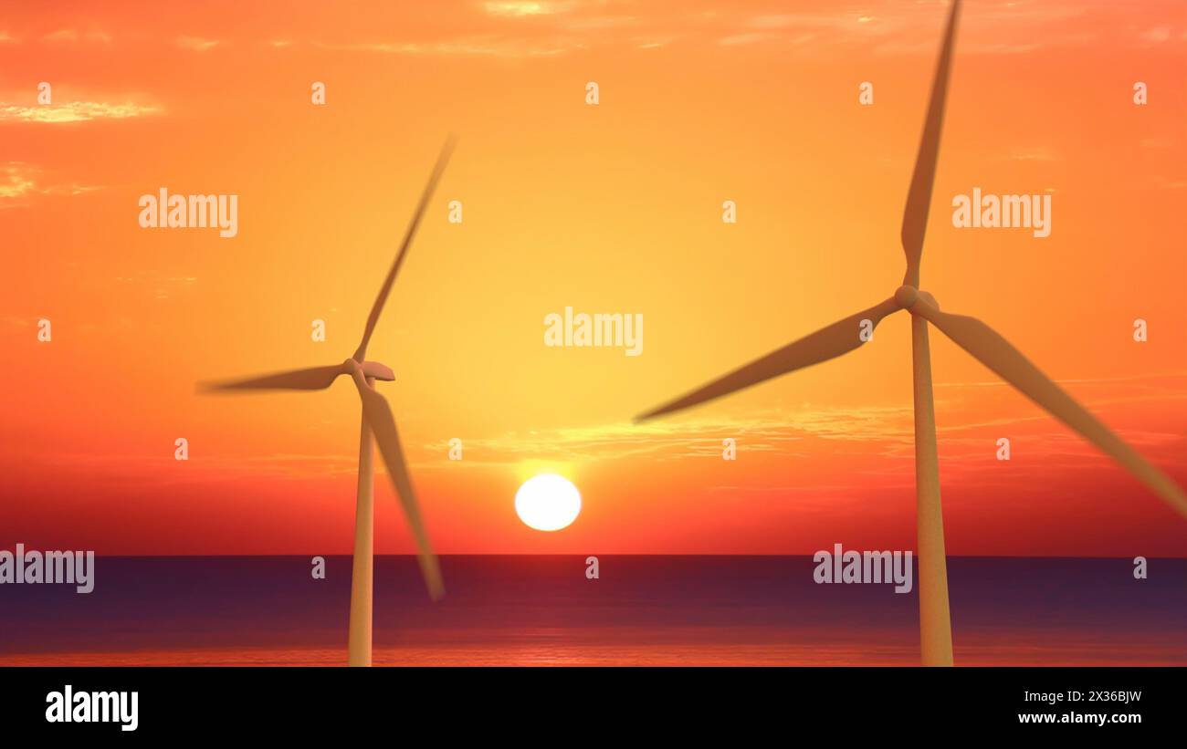 Sustainable Technology Showcase: 3D Model of Wind Turbine in Natural ...
