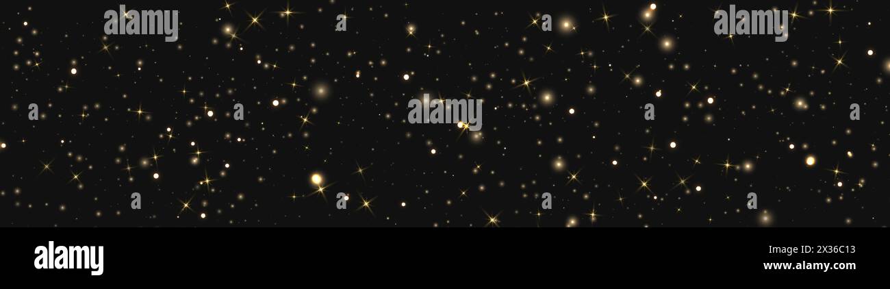 Gold glittering dots, particles, stars magic sparks. Glow flare light ...