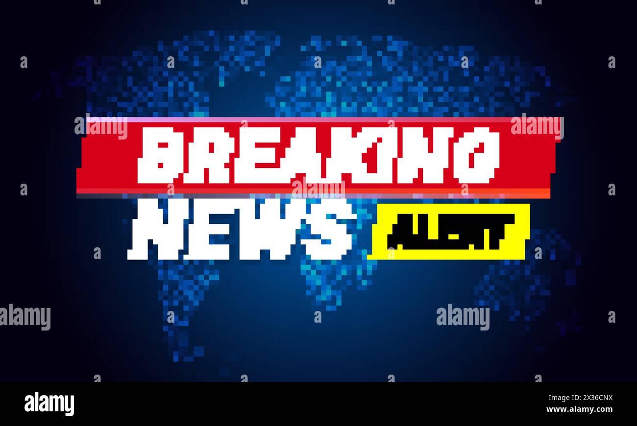 News background with world map backdrop. Blue LED lights and headline ...