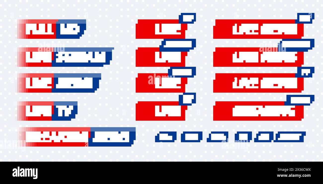 Live stream TV news red with blue tag icon. Video symbol of live ...