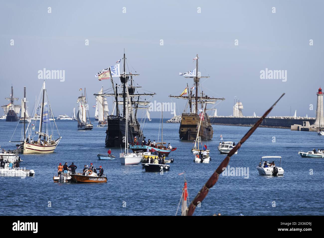 Sete, France.18th April, 2022.The Nao Trinidad,the Nao Victoria ,Sant ...