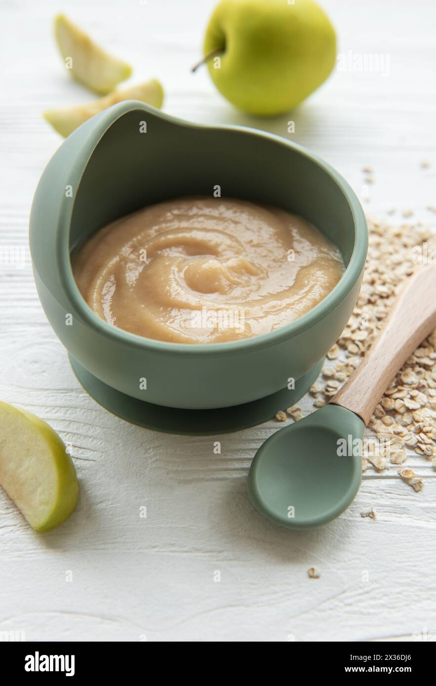 A bowl of porridge for baby. Homemade, organic, healthy baby foods ...