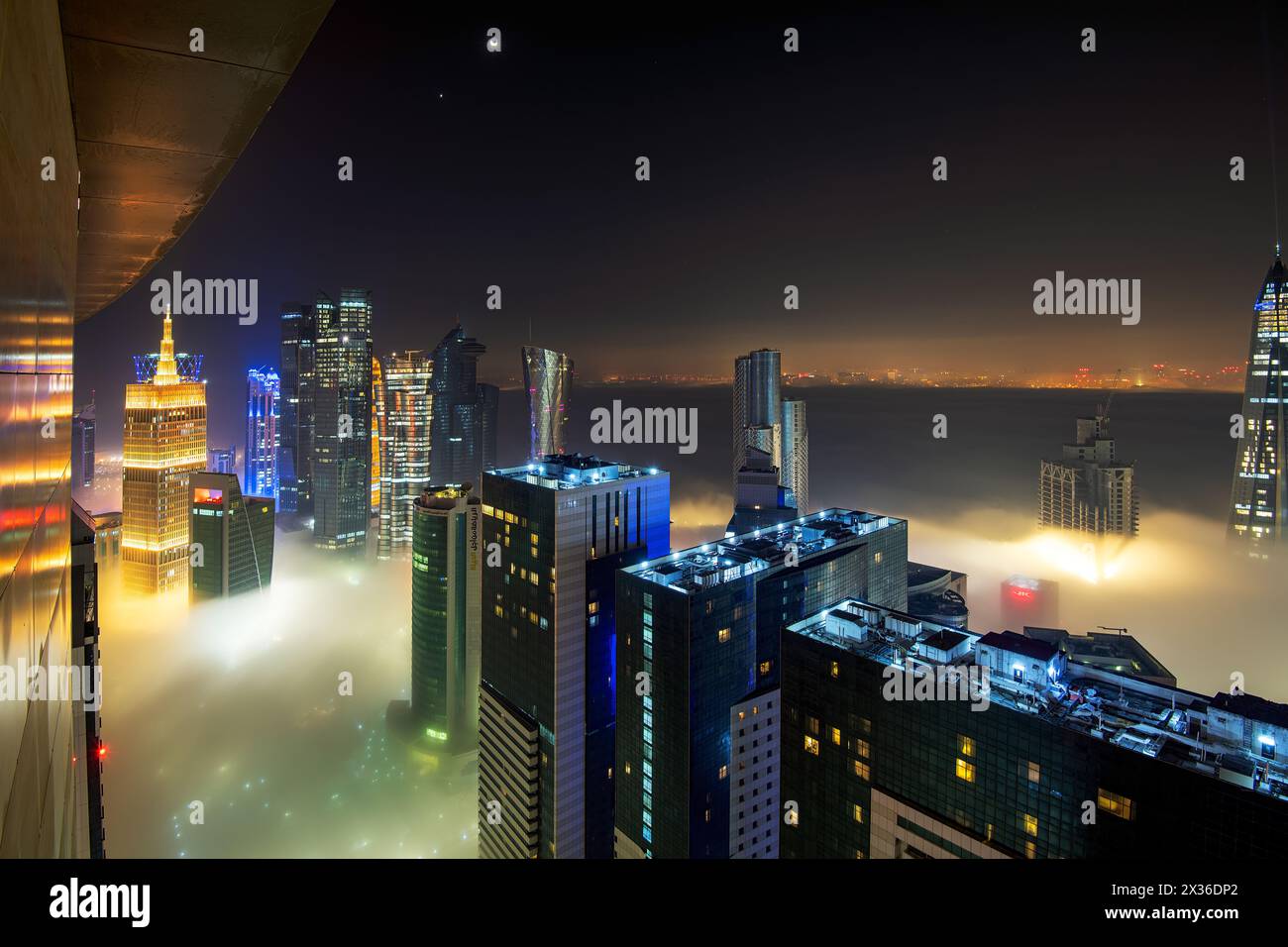 Doha Aerial view of West bay Doha during fog Stock Photo - Alamy